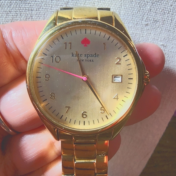 kate spade | Accessories | Kate Spade Gold Watch With Pink Accent ...
